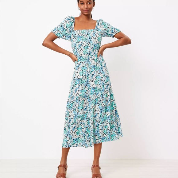 LOFT | Dresses | Loft Blue Floral Dress | Poshmark
